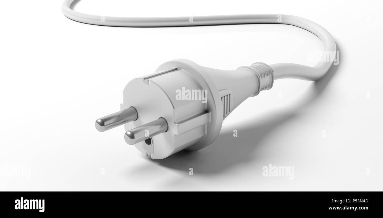 Electric power plug isolated on white background, closeup view. 3d ...