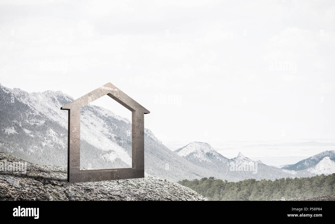 House stone figure as symbol of construction and real estate outdoors ...