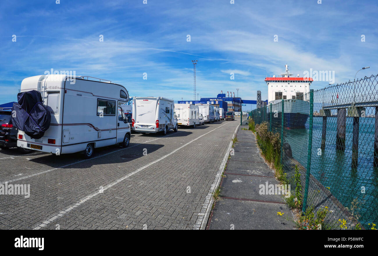 Vehicles waiting to load, Zeebrugge ferry terminal, Zeebrugge to Hull ...