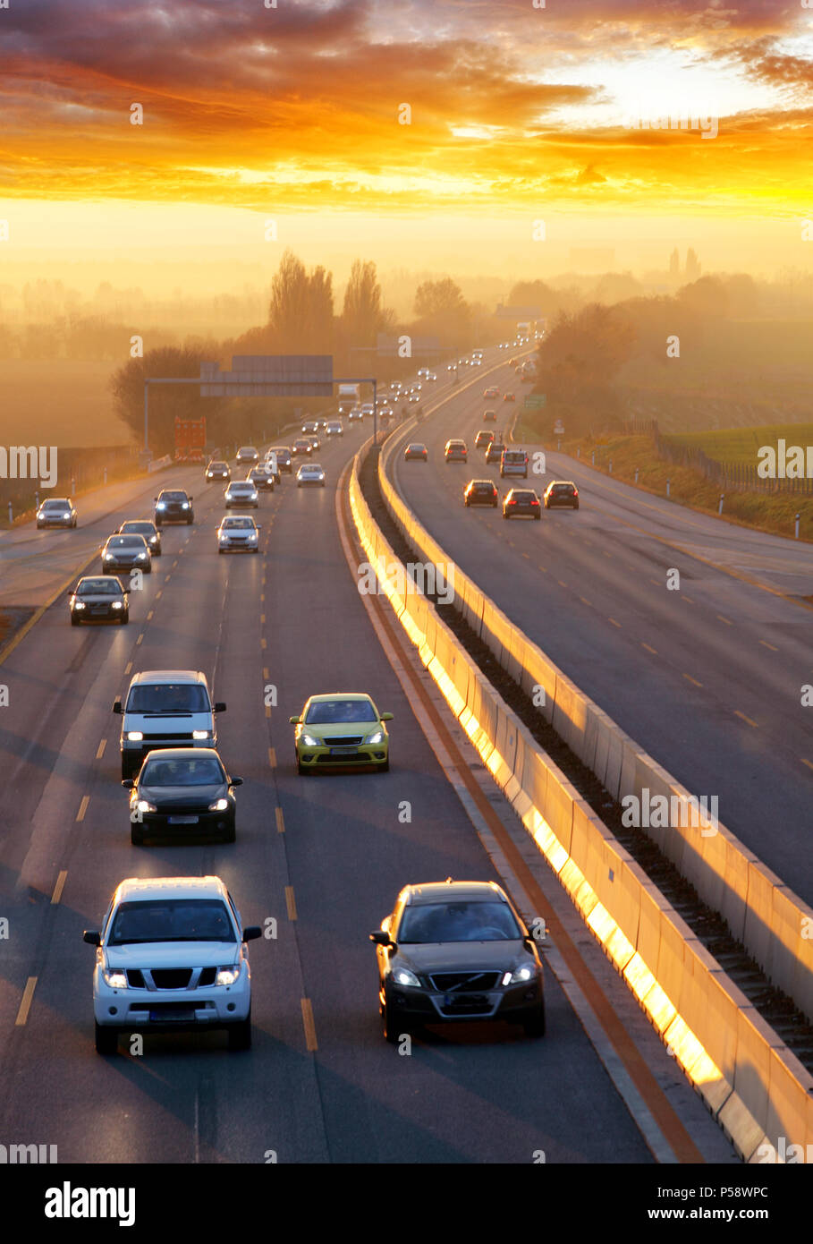 Traffic on highway with cars Stock Photo - Alamy