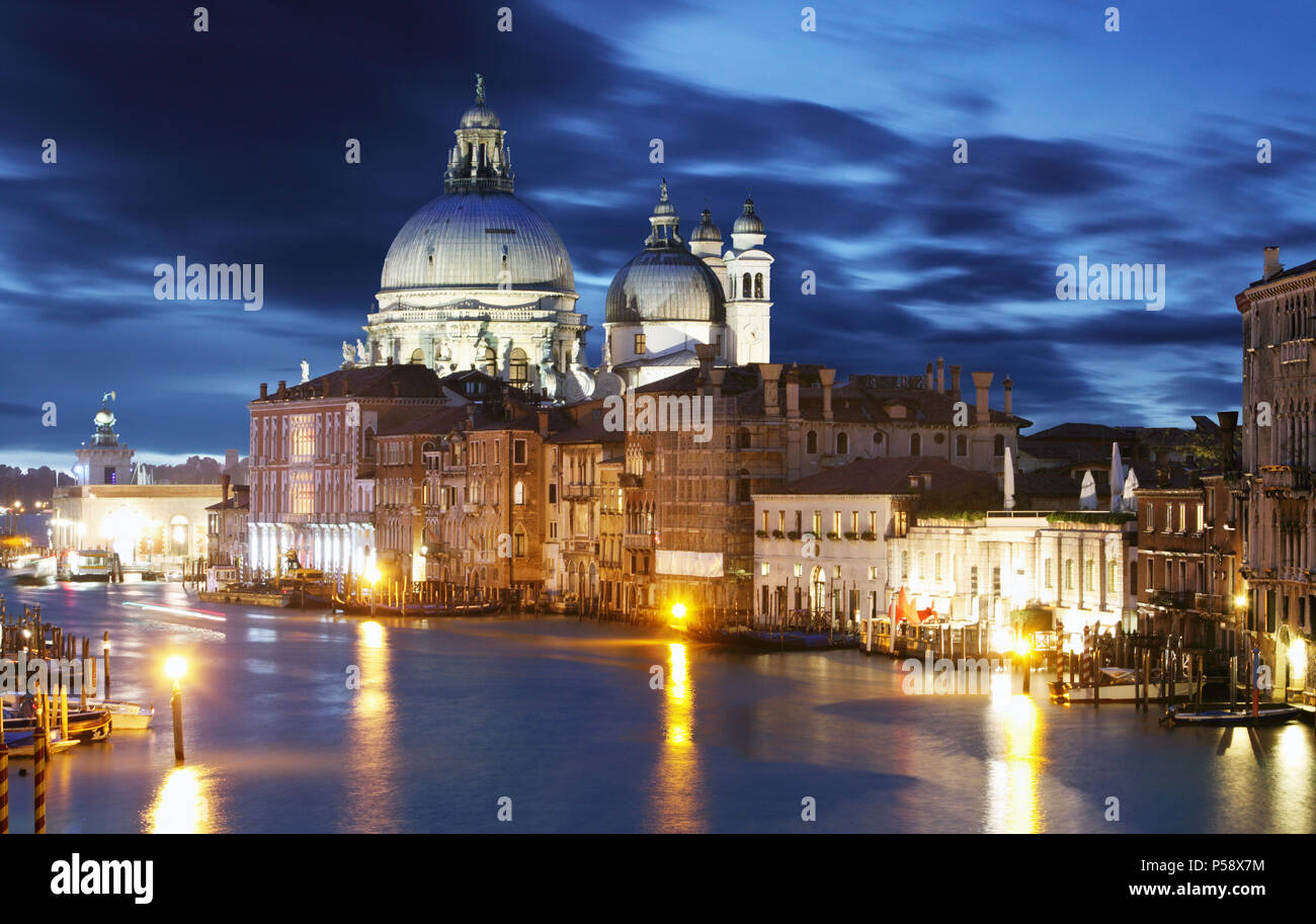 Grand Canal at night, Venice Stock Photo - Alamy