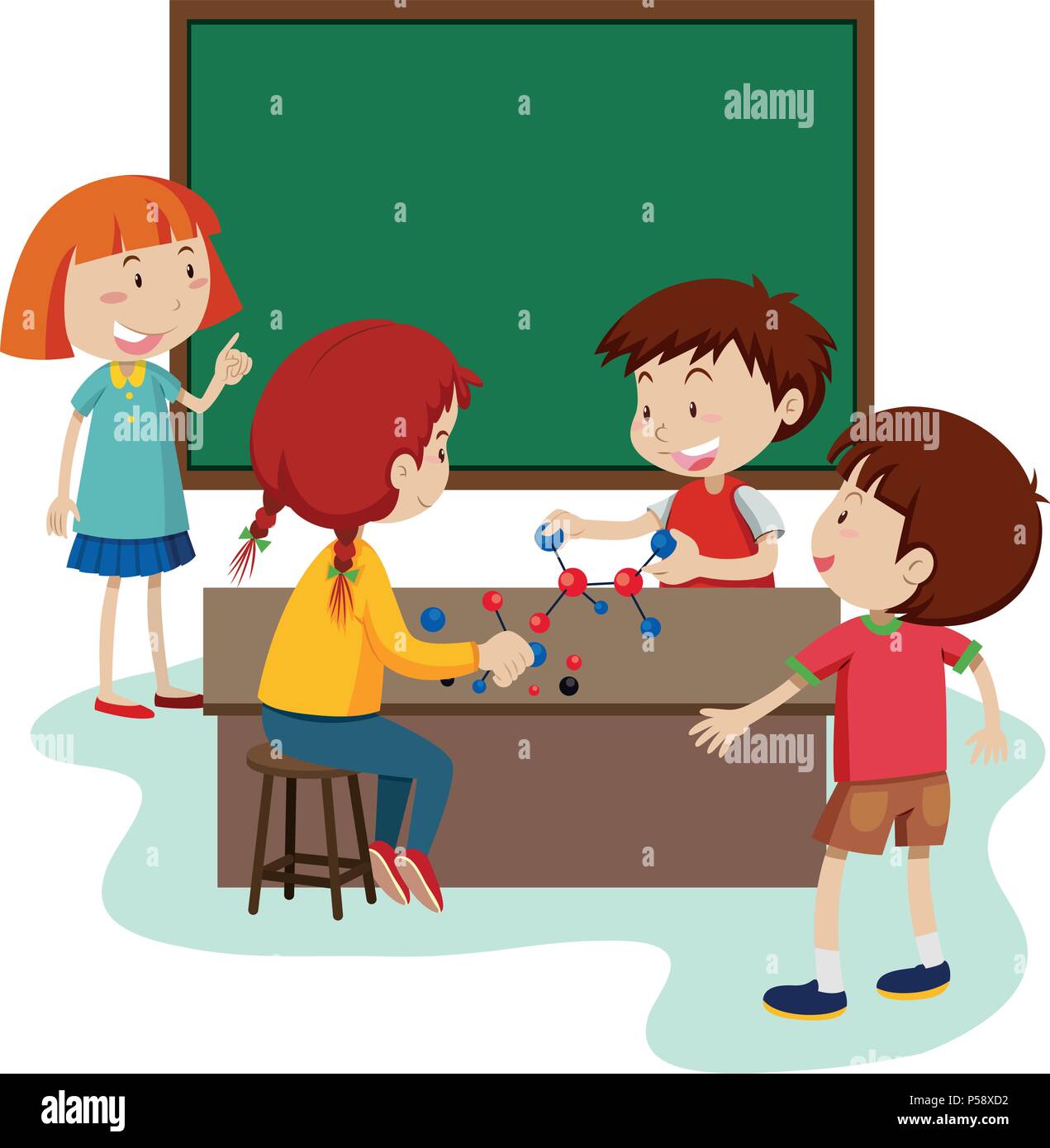 Student Study Molecule in Classroom illustration Stock Vector Image ...