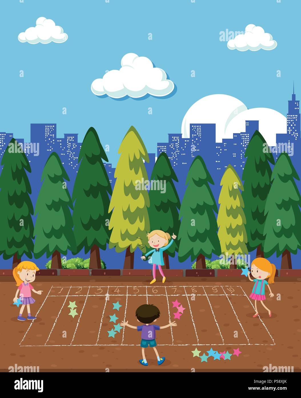 Children Play Math Game at Park illustration Stock Vector Image & Art ...