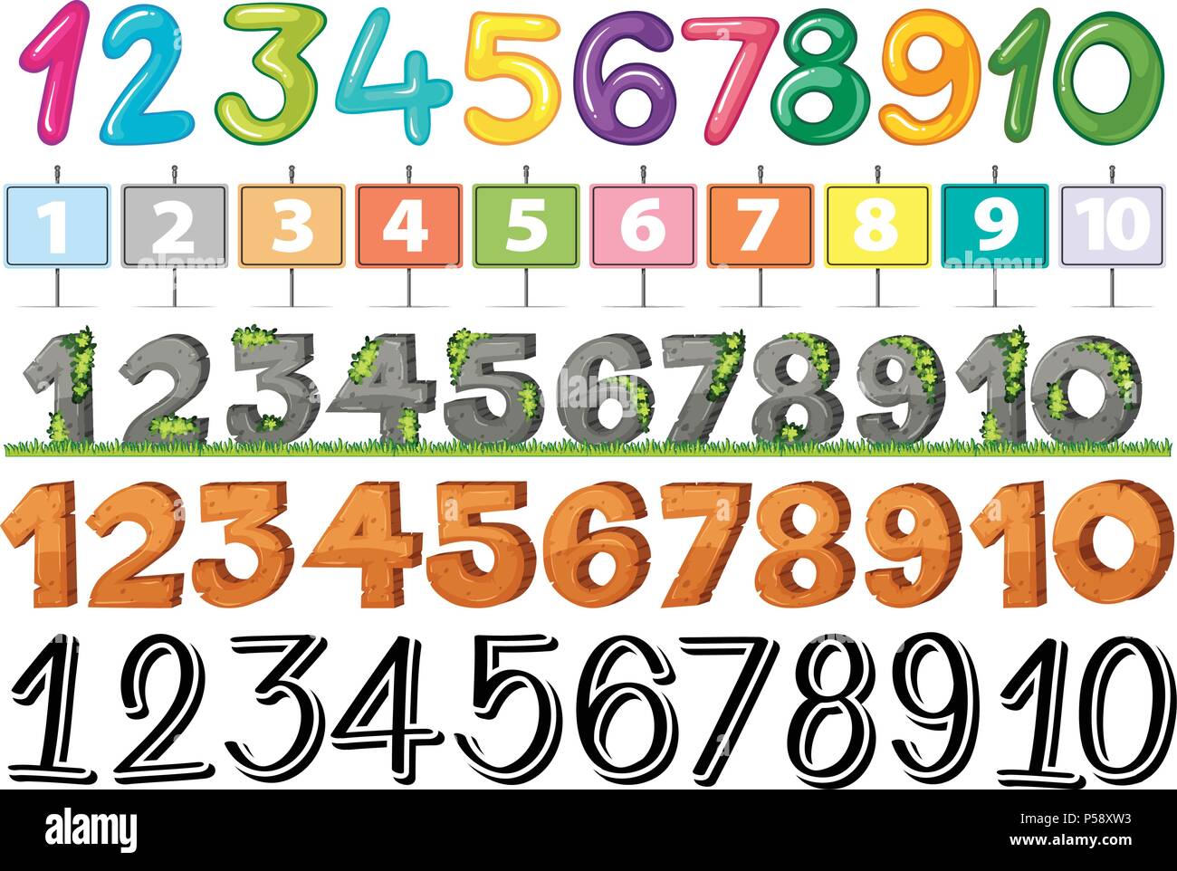 A Set of Font Number illustration Stock Vector Image & Art - Alamy