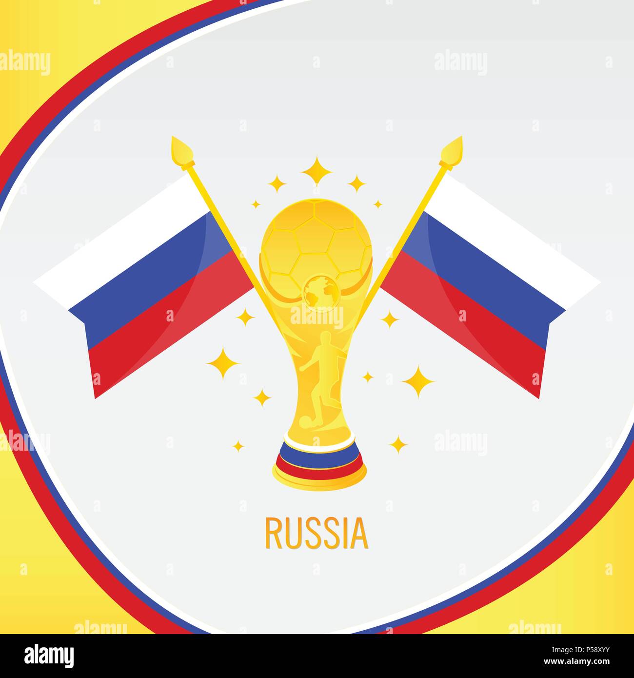 Russia Football Champion 2018 - Flag and Golden Trophy / Cup Stock ...