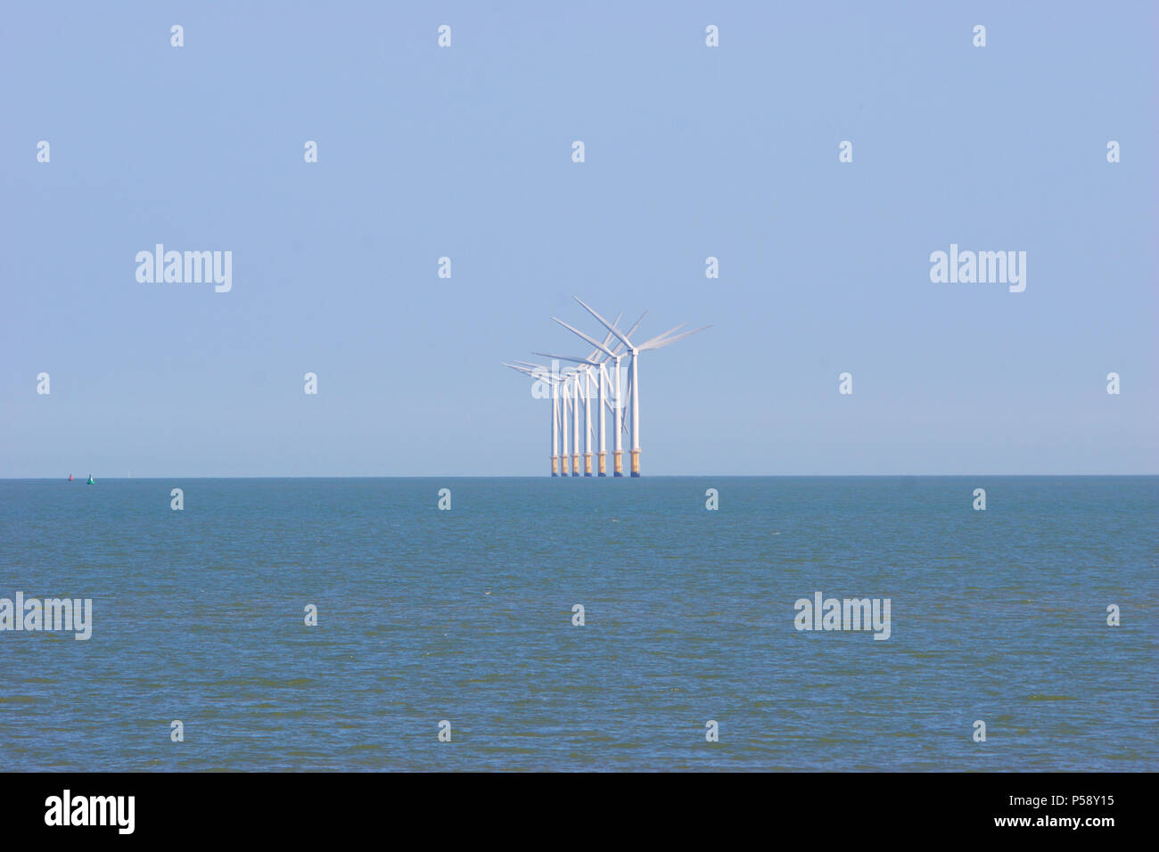 Off shore wind farm at Gun Fleet Sands off Clacton on Sea Essex Stock ...