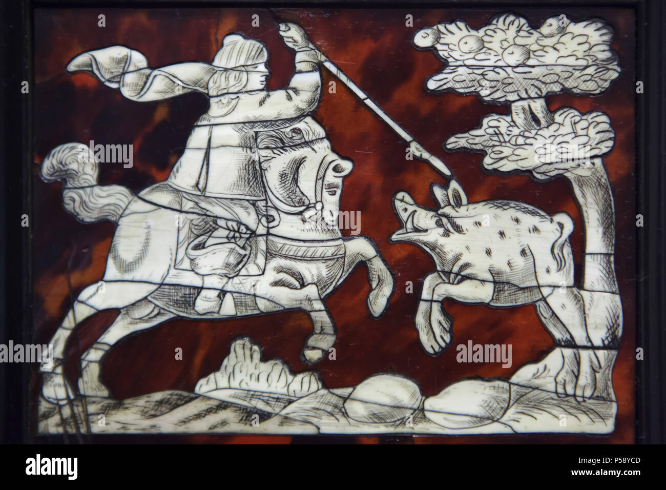 Wild boar hunting depicted in the Baroque secretary on display in the ...