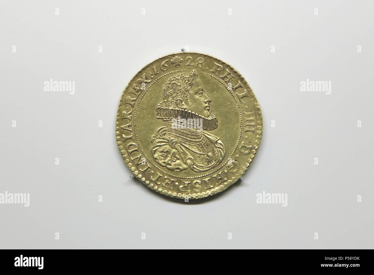 King Philip IV of Spain depicted in the Spanish golden coin (ducaton ...