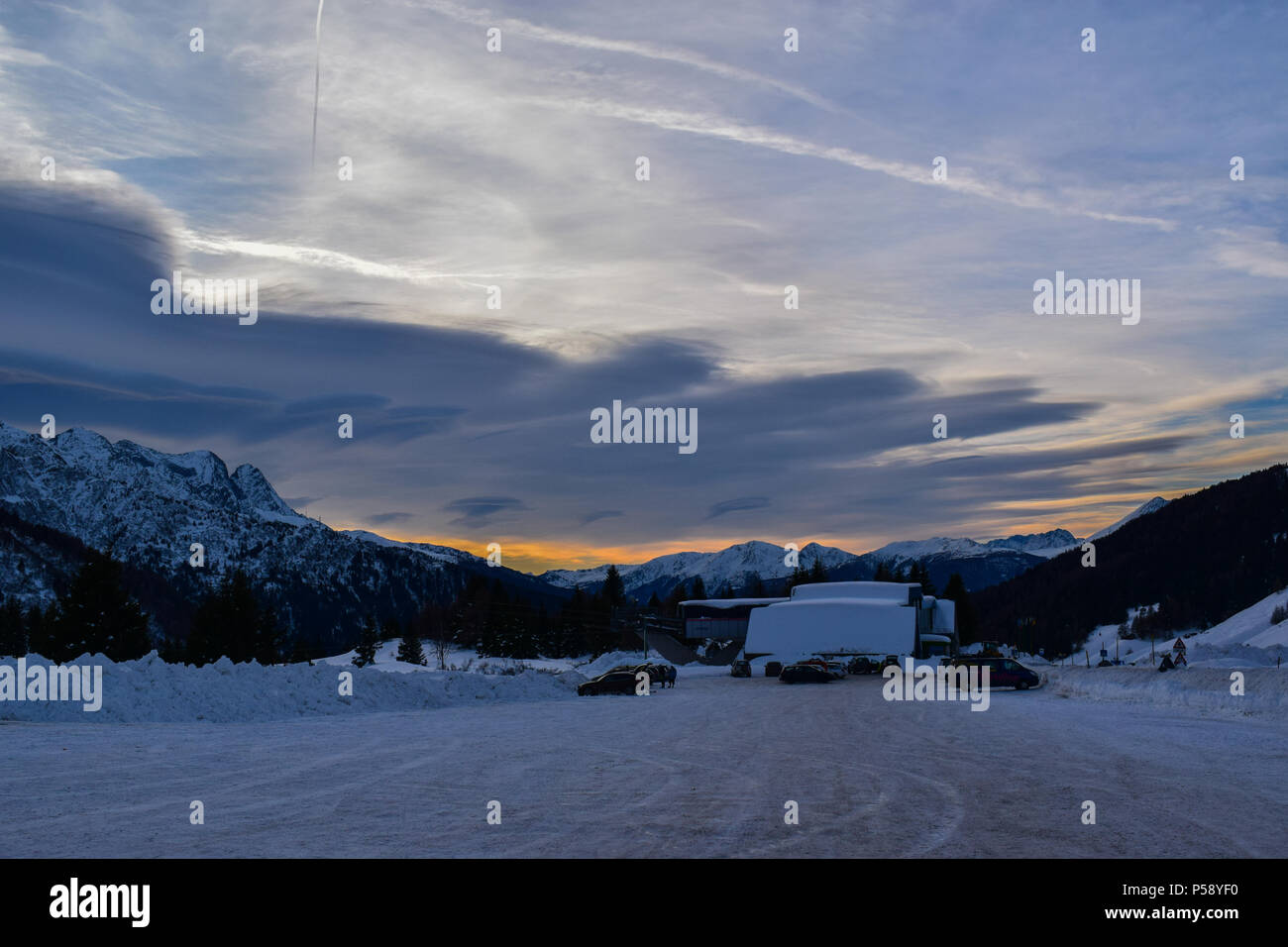 sunset in alps Stock Photo - Alamy