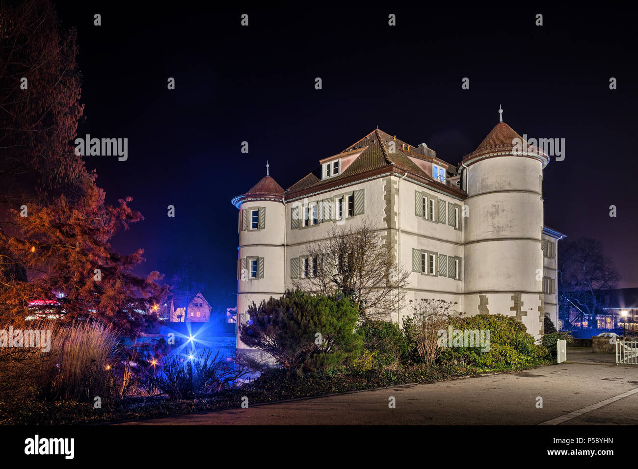 water castle Bad Rappenau, Germany, at night Stock Photo - Alamy