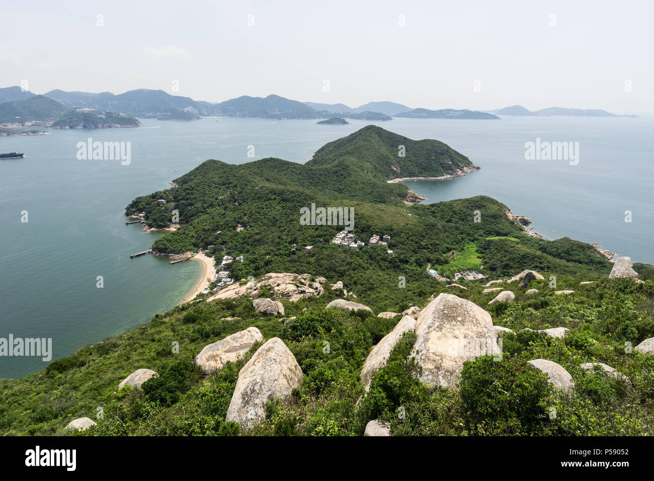 Stunning view of the rugged coastline of Lamma island with Hong Kong ...