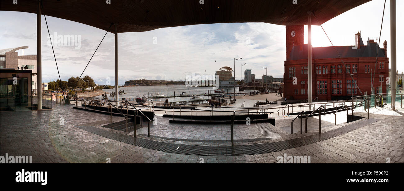 Welsh National Assembly building (Senedd), Cardiff Bay, Wales Stock ...