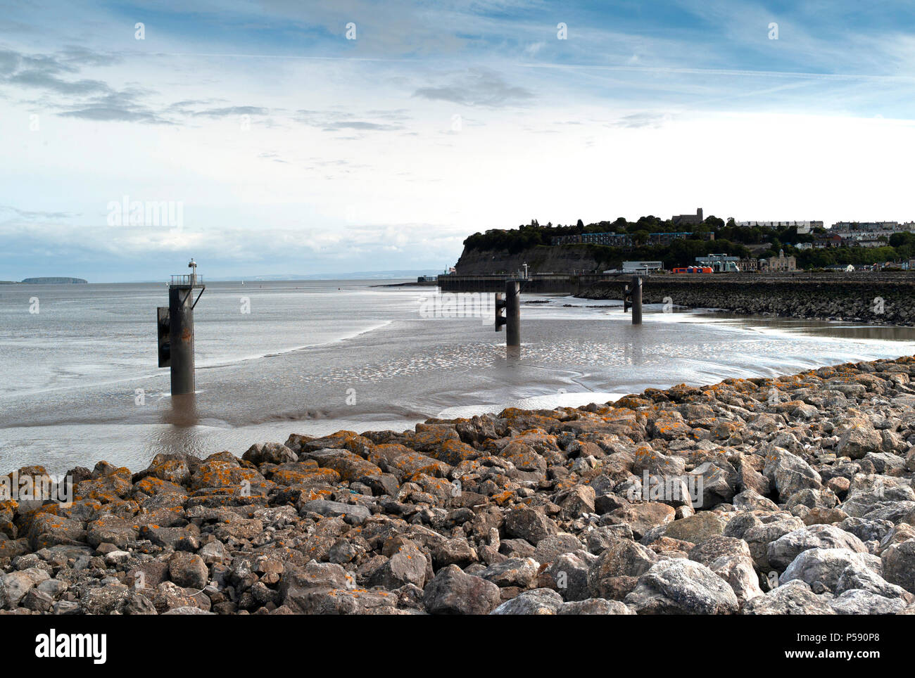 Cardiff Bay, Wales looking out into the Bristol Channel with the ...