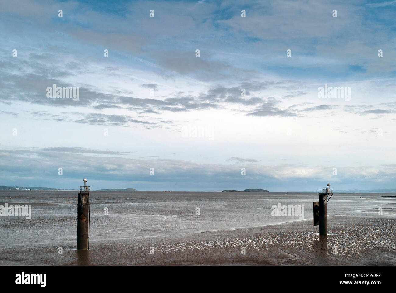 Cardiff Bay, Wales looking out into the Bristol Channel with the ...