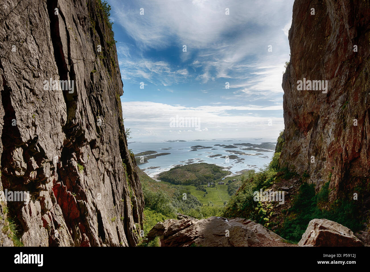 Torghatten cave set into the mountain, Brønnøysund, Norway Stock Photo ...
