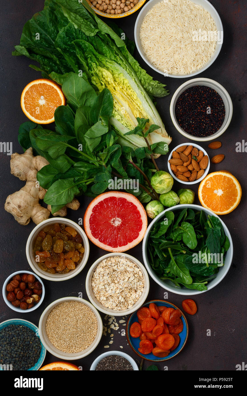 Flat lay set clean eating. Vegetarian healthy food - different ...