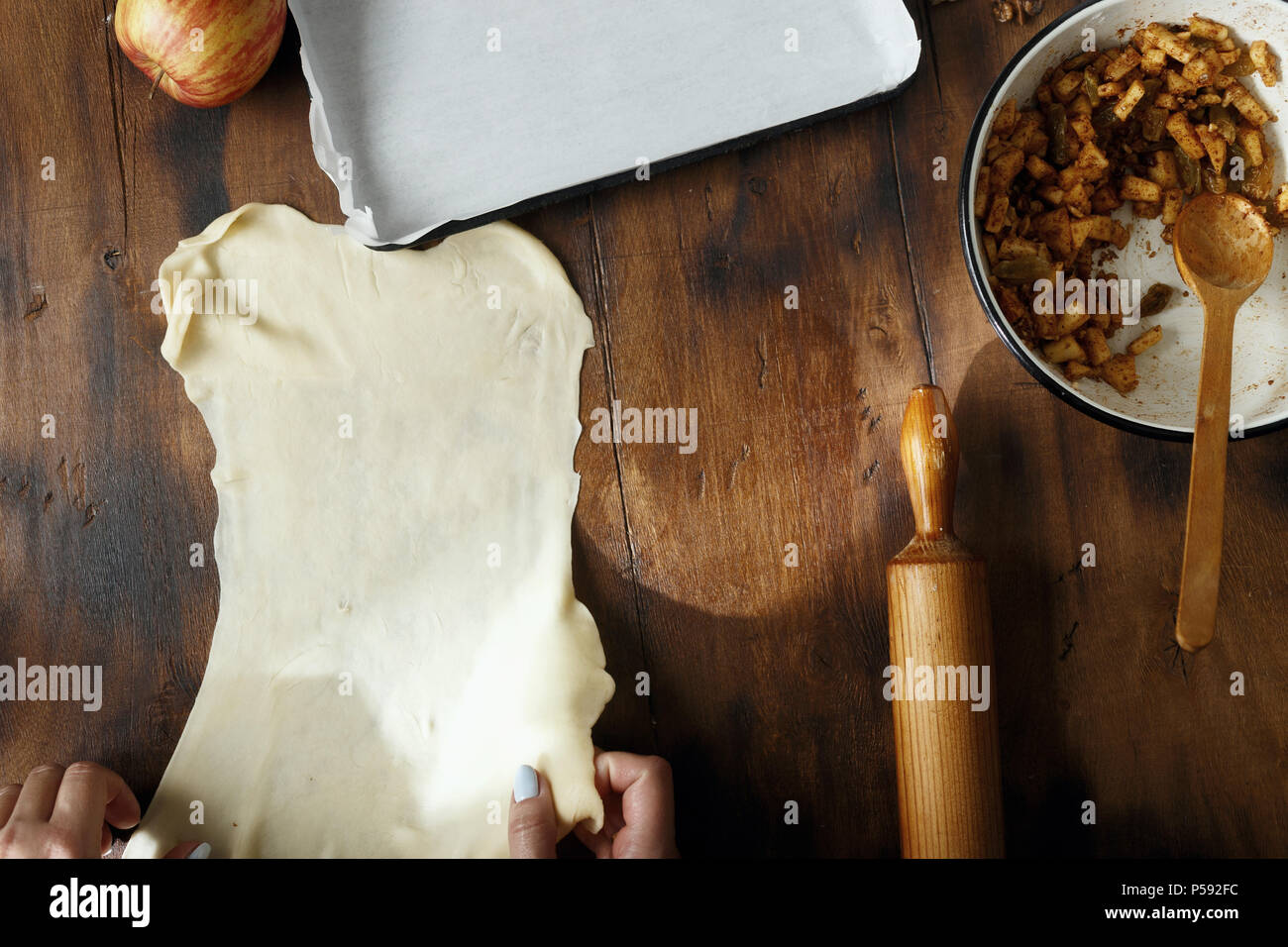 Top view female baker rolling hi-res stock photography and images - Alamy