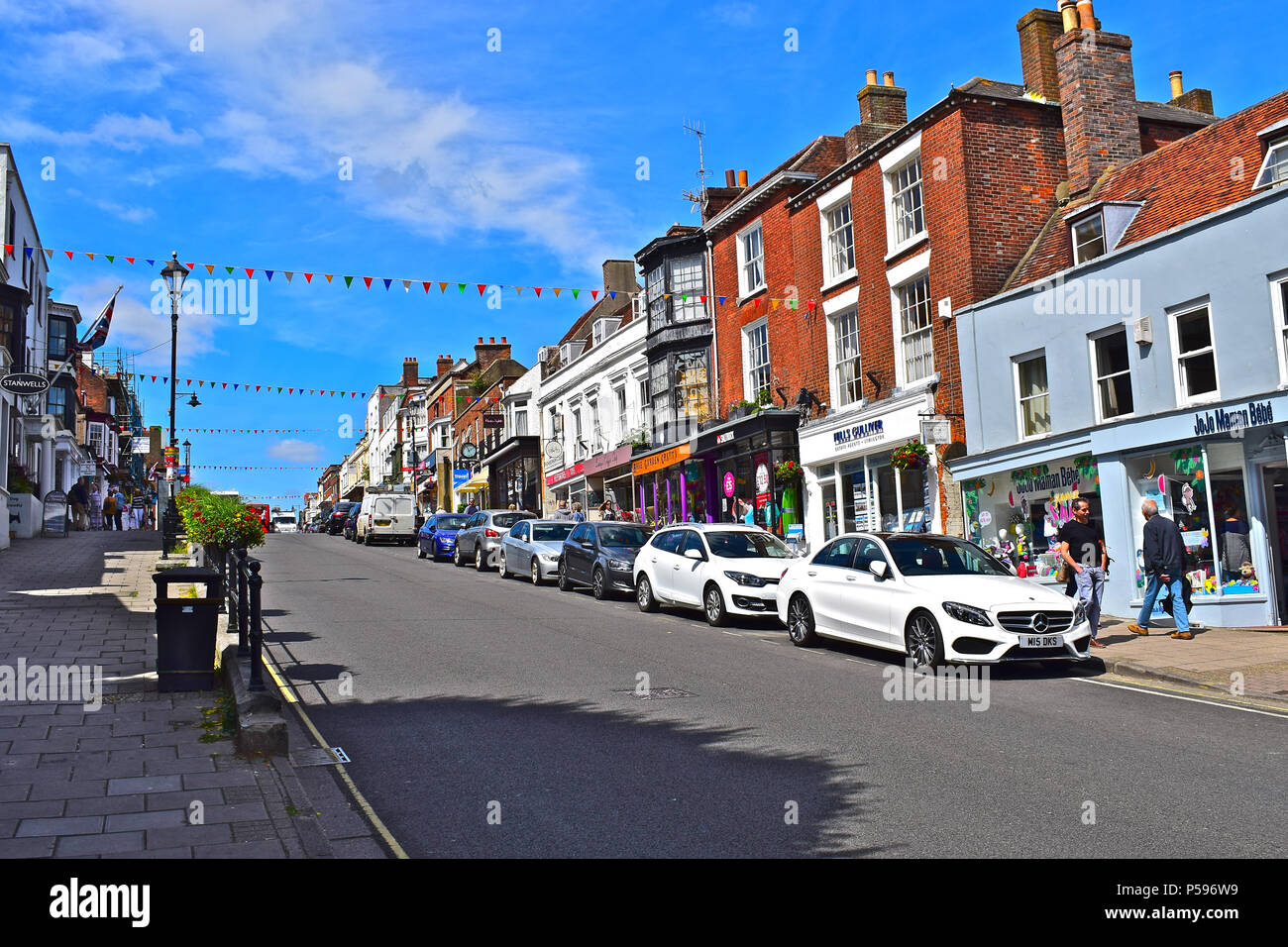 General view of the sloping High Street of the pretty Georgian port ...
