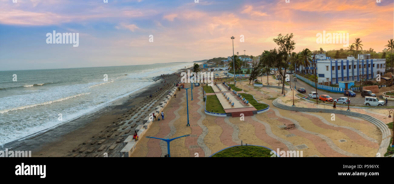 Panoramic aerial view of Indian sea beach at Digha, West Bengal at ...