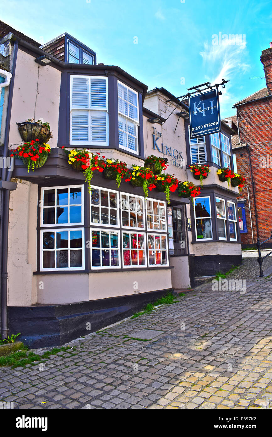 Pretty hanging baskets adorn the outside of the traditional Kings Head ...