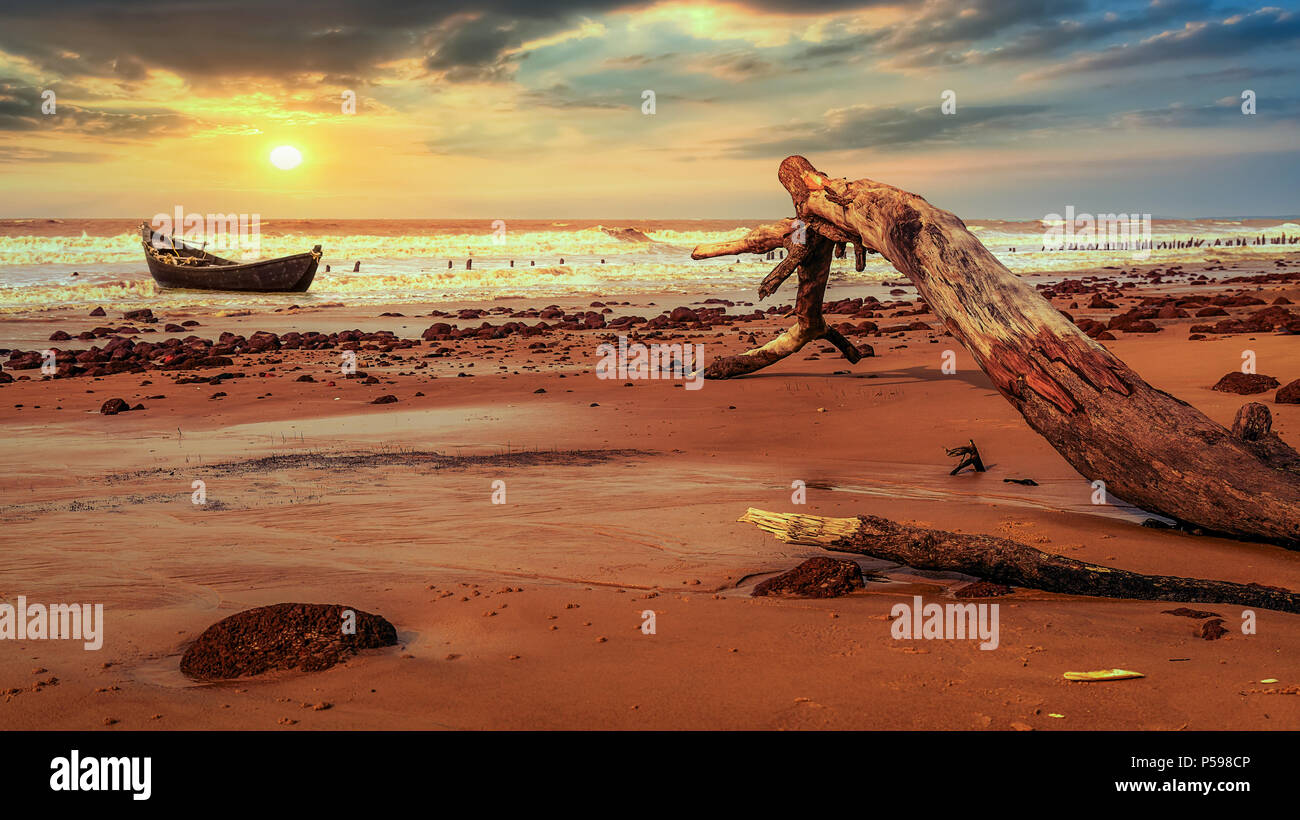 Scenic beach sunrise at Chandpur beach near Digha West Bengal, India ...
