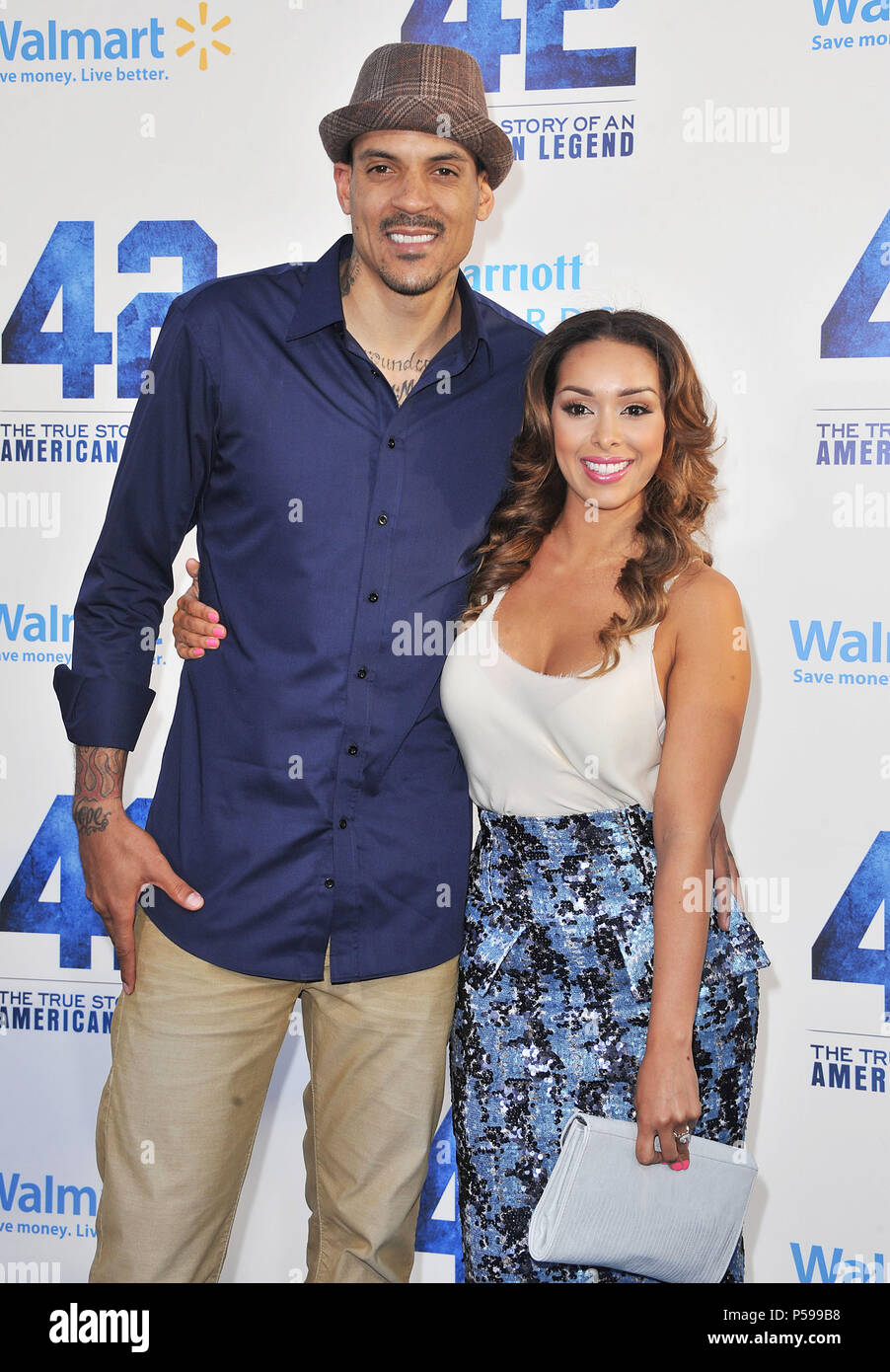 Gloria Govan, Matt Barnes arriving at the 42 Premiere at the Chinese ...