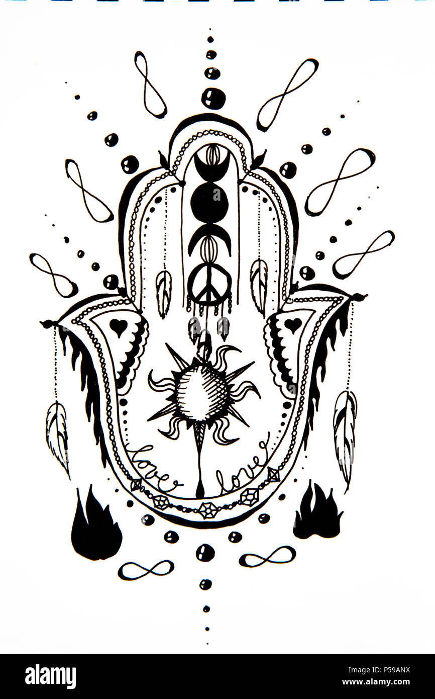 Hamsa Hand Drawing