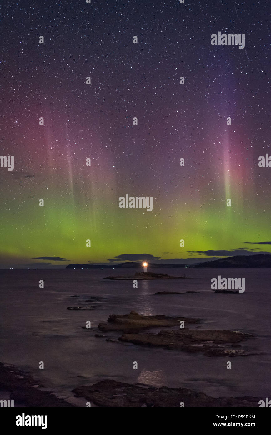 Southern Lights over the Iron Pot Lighthouse Stock Photo - Alamy