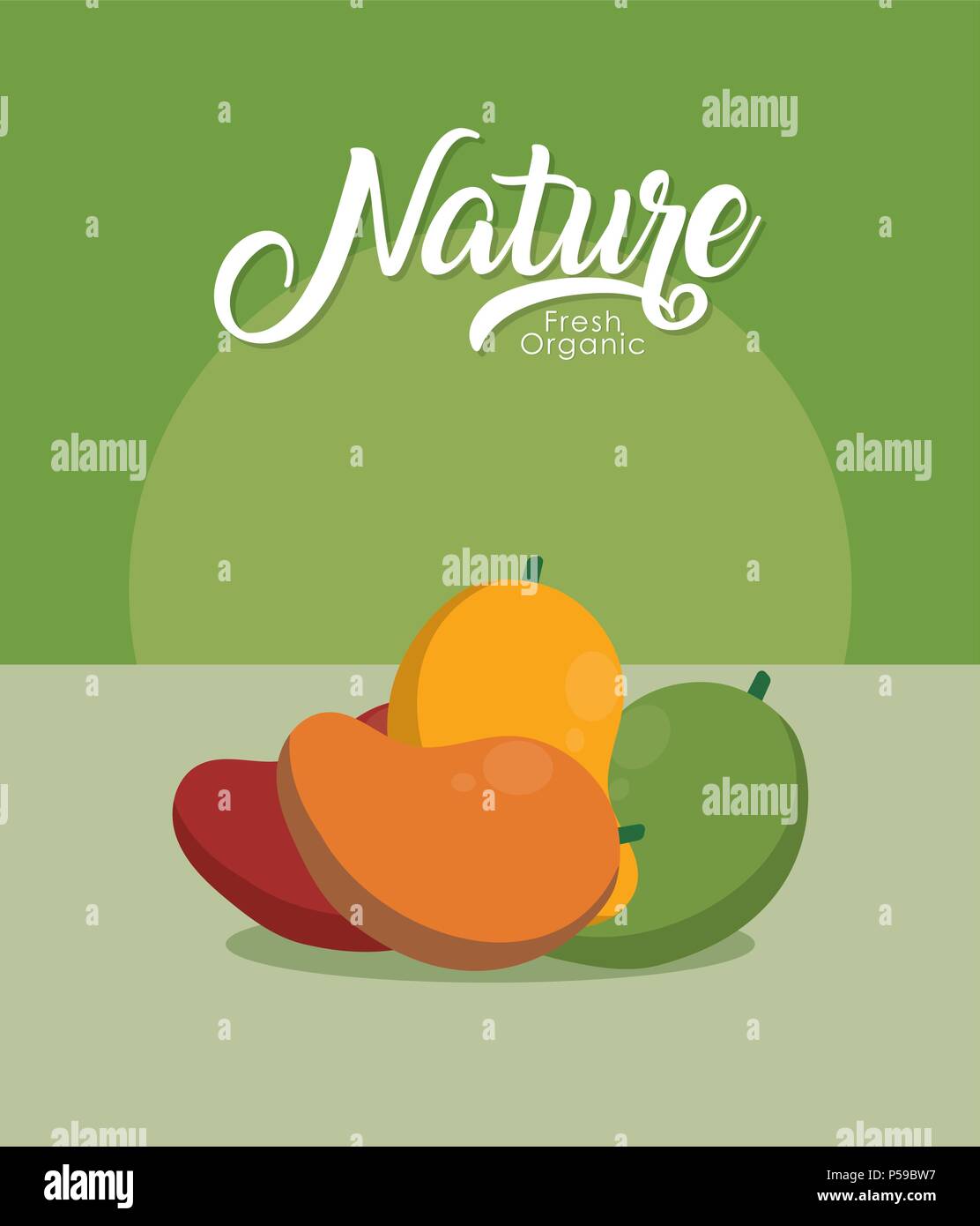Mangoes fresh and organic fruit vector illustration graphic design ...