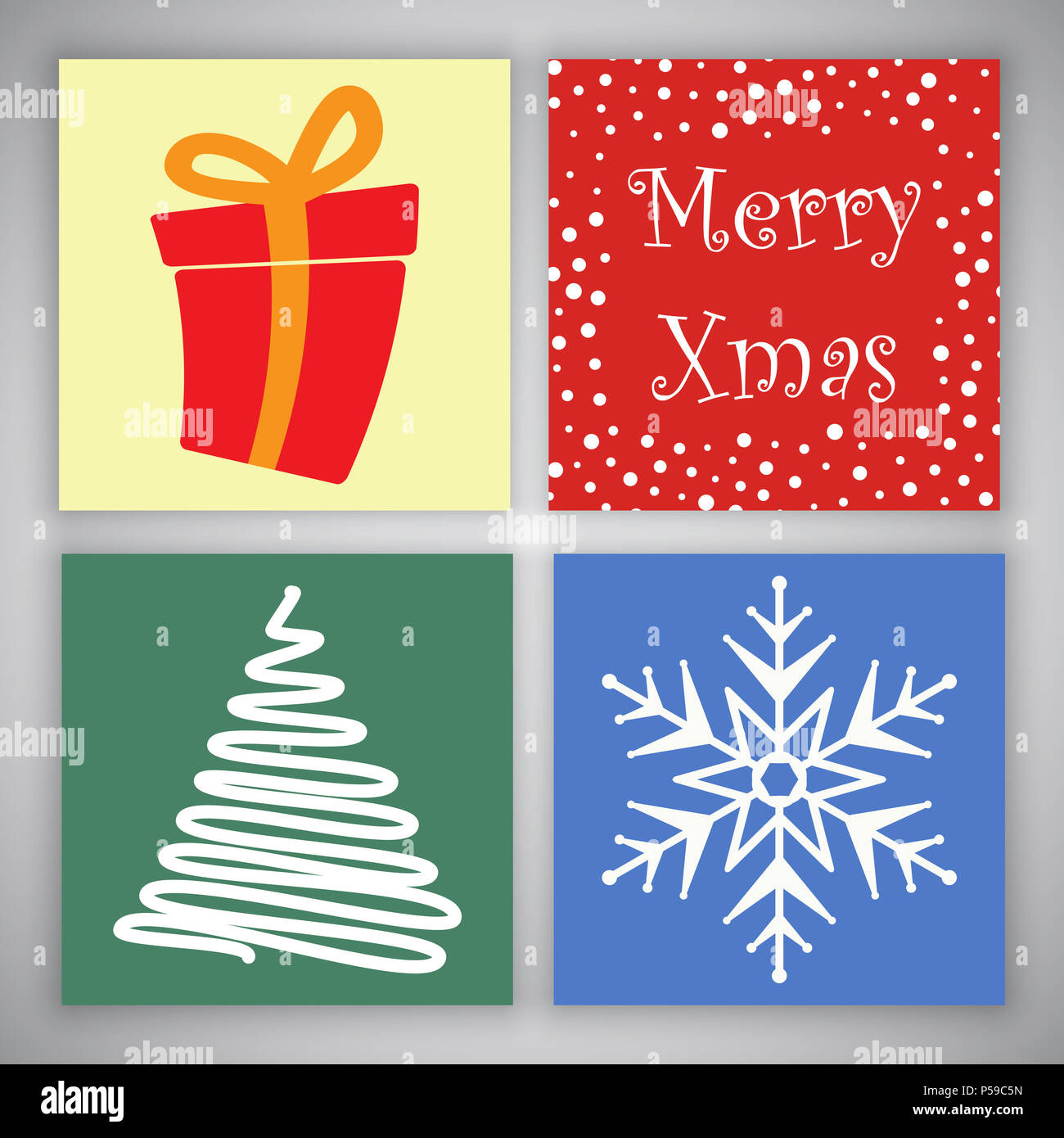 Collection of cute Christmas card designs Stock Photo - Alamy