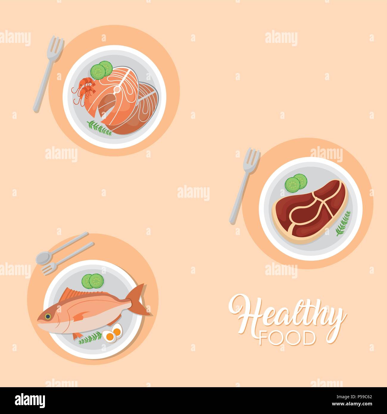 Set of food on dish icons vector illustration graphic design Stock ...
