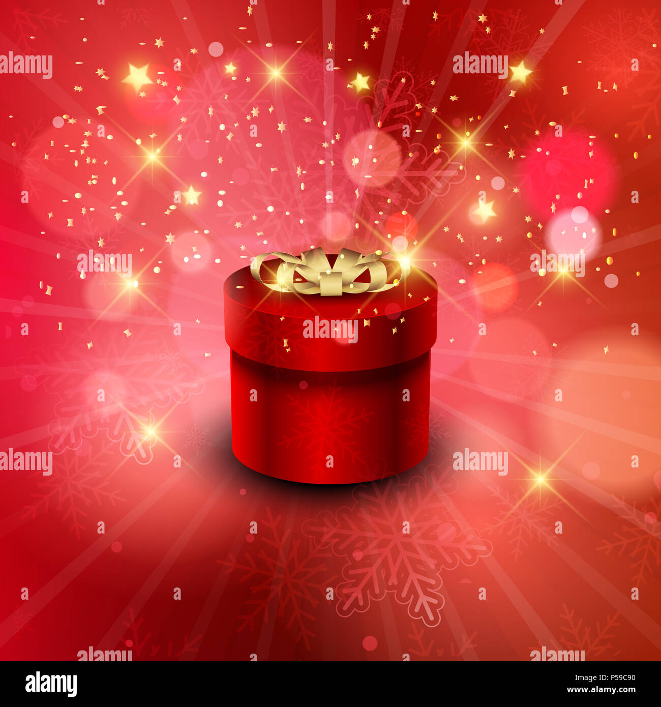 Christmas gift background with stars and confetti Stock Photo - Alamy