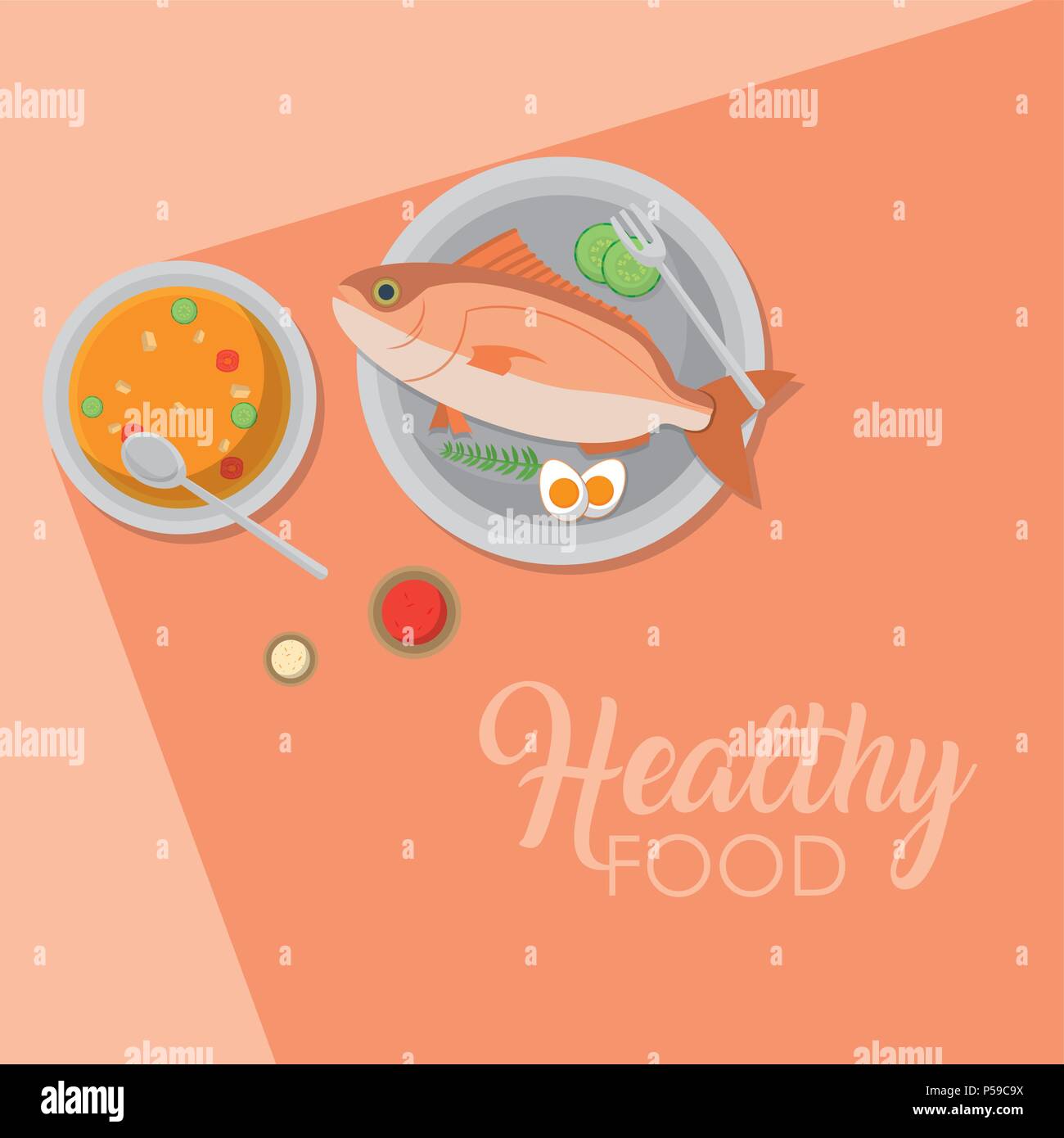 Delicious fish and soup seafood vector illustration graphic design ...