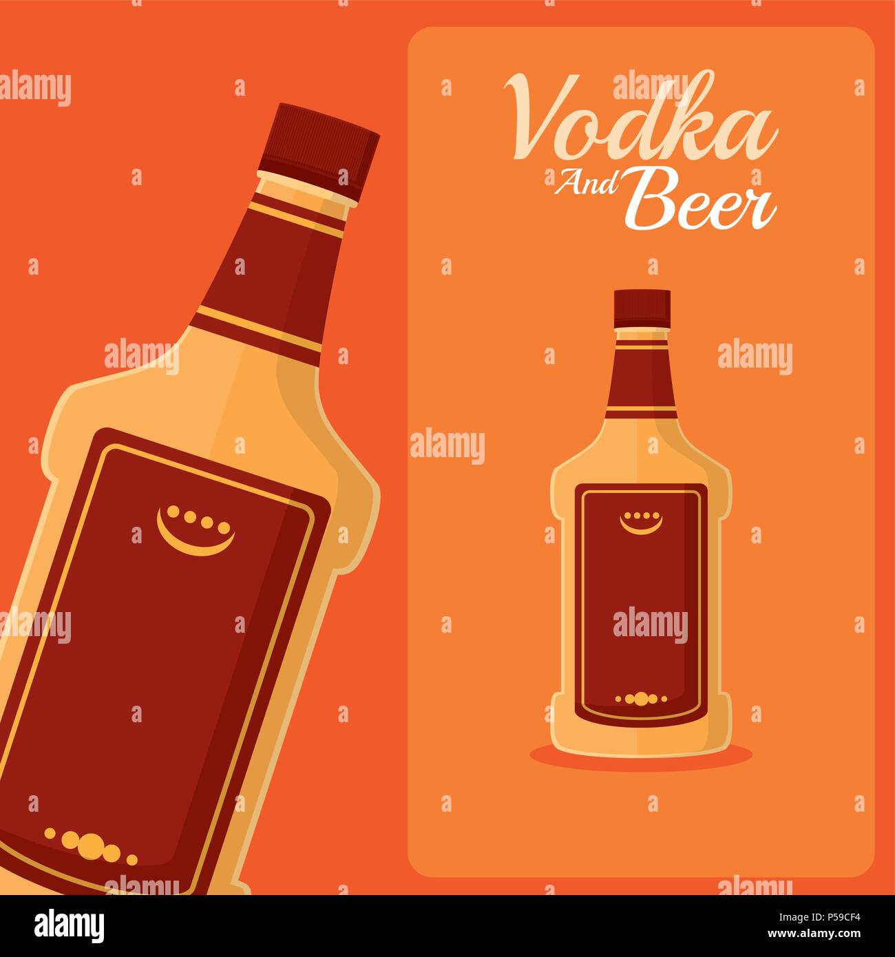 Vodka bottle over orange background vector illustration graphic design ...