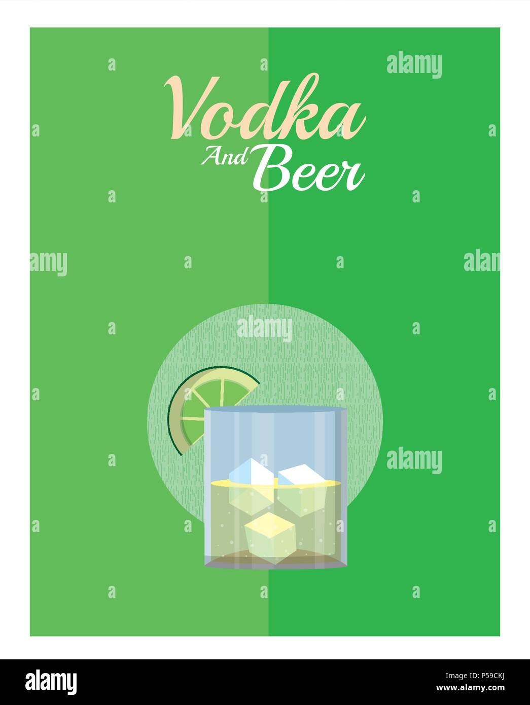 Vodka cocktail with lemon vector illustration graphic design Stock ...