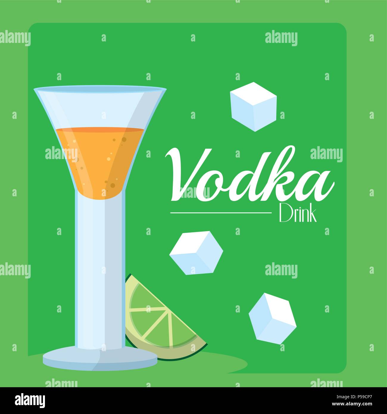 Vodka shot cocktail with lemon vector illustration graphic design Stock ...