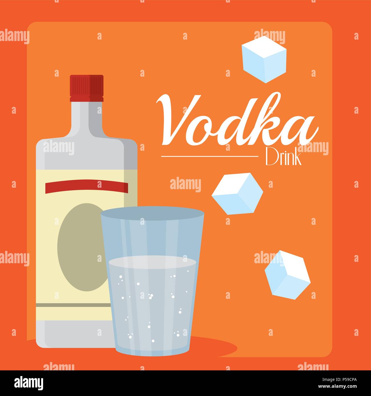Vodka bottle with glass cup vector illustration graphic design Stock ...