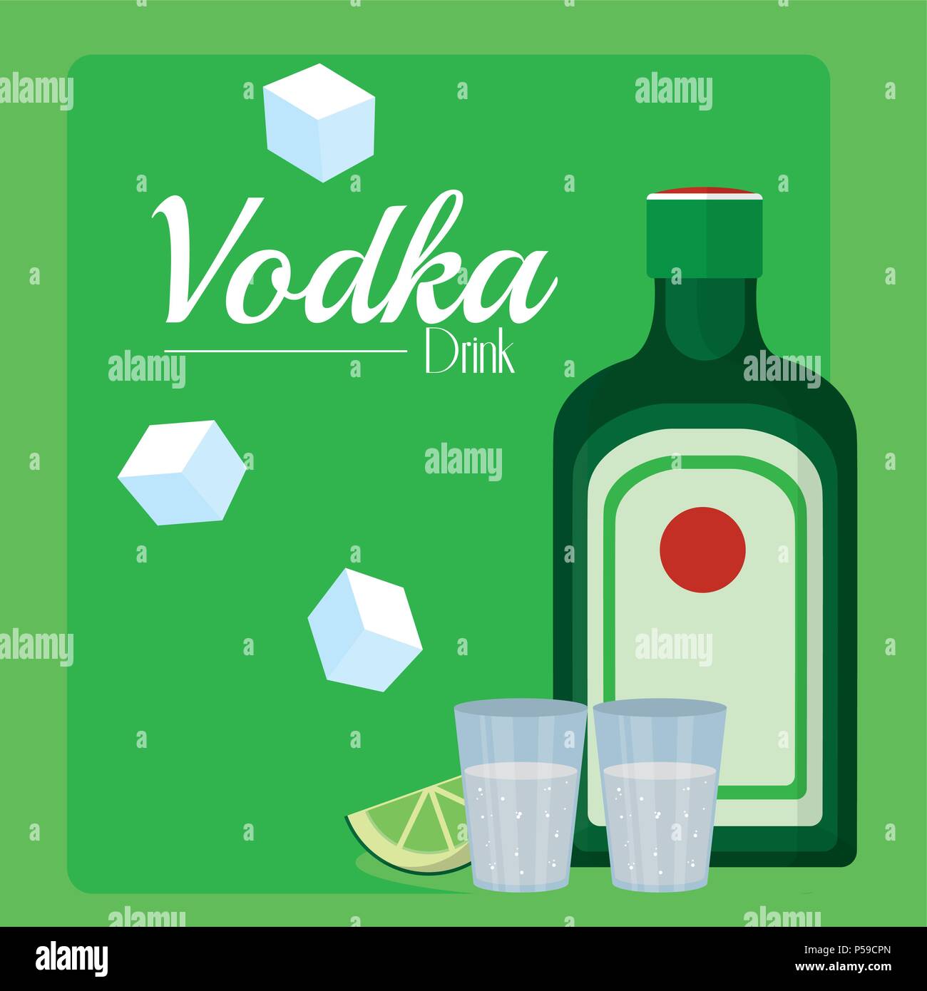 Vodka bottle with shots vector illustration graphic design Stock Vector ...
