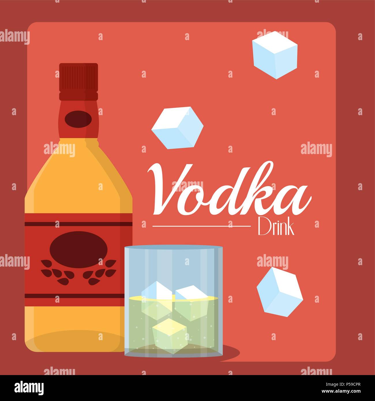 Vodka bottle with glass cup vector illustration graphic design Stock ...
