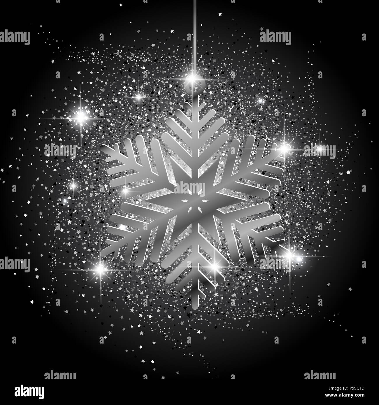 Christmas background with silver snowflake on a glitter texture Stock ...