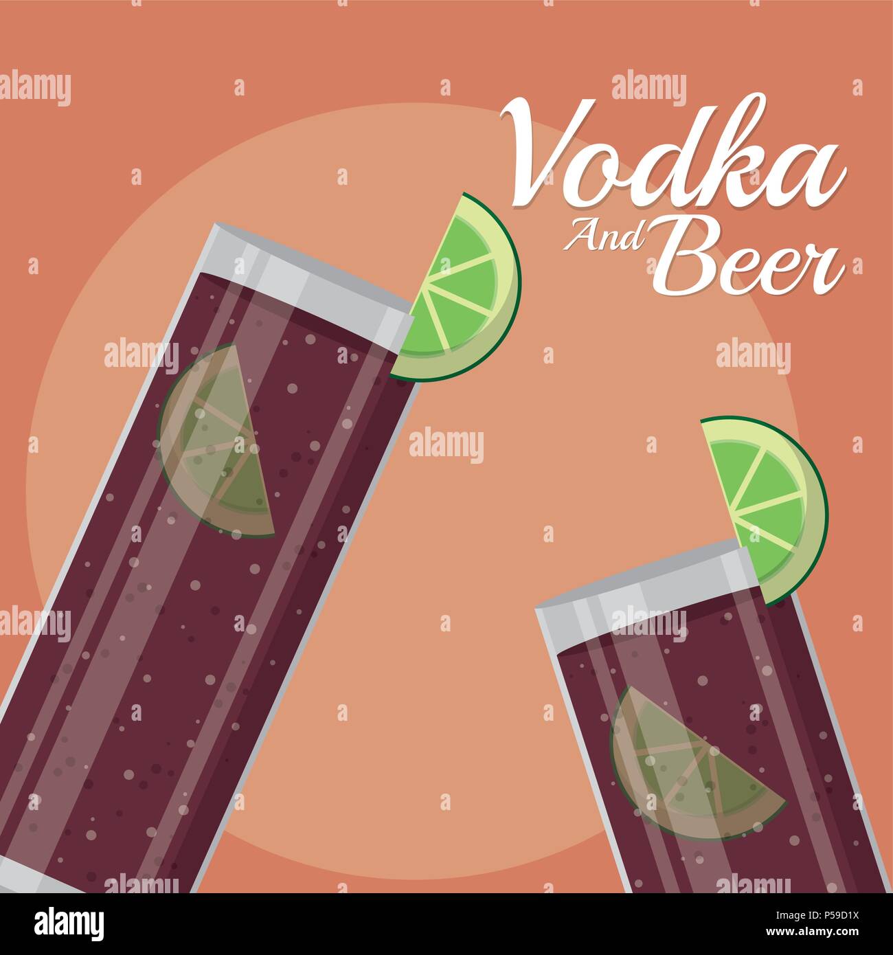Vodka cocktail with soda and lemons vector illustration graphic design ...