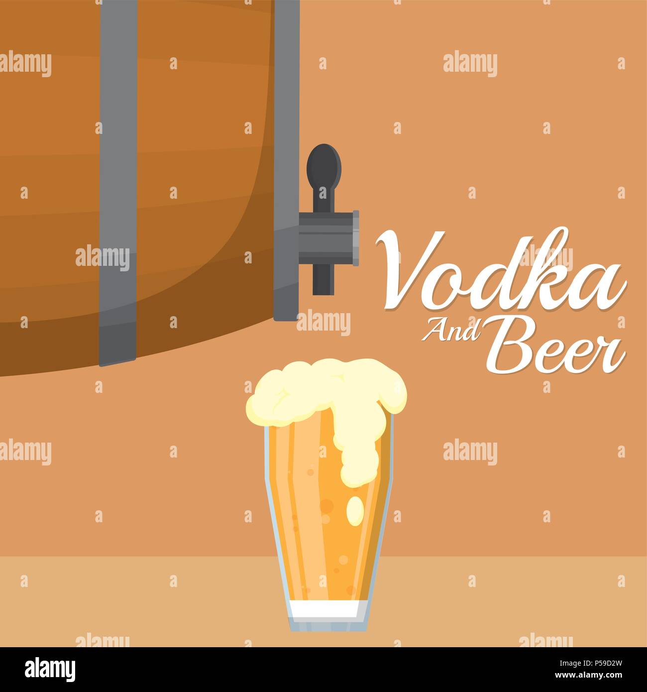 Beer barrel filling cup vector illustration graphic design Stock Vector ...