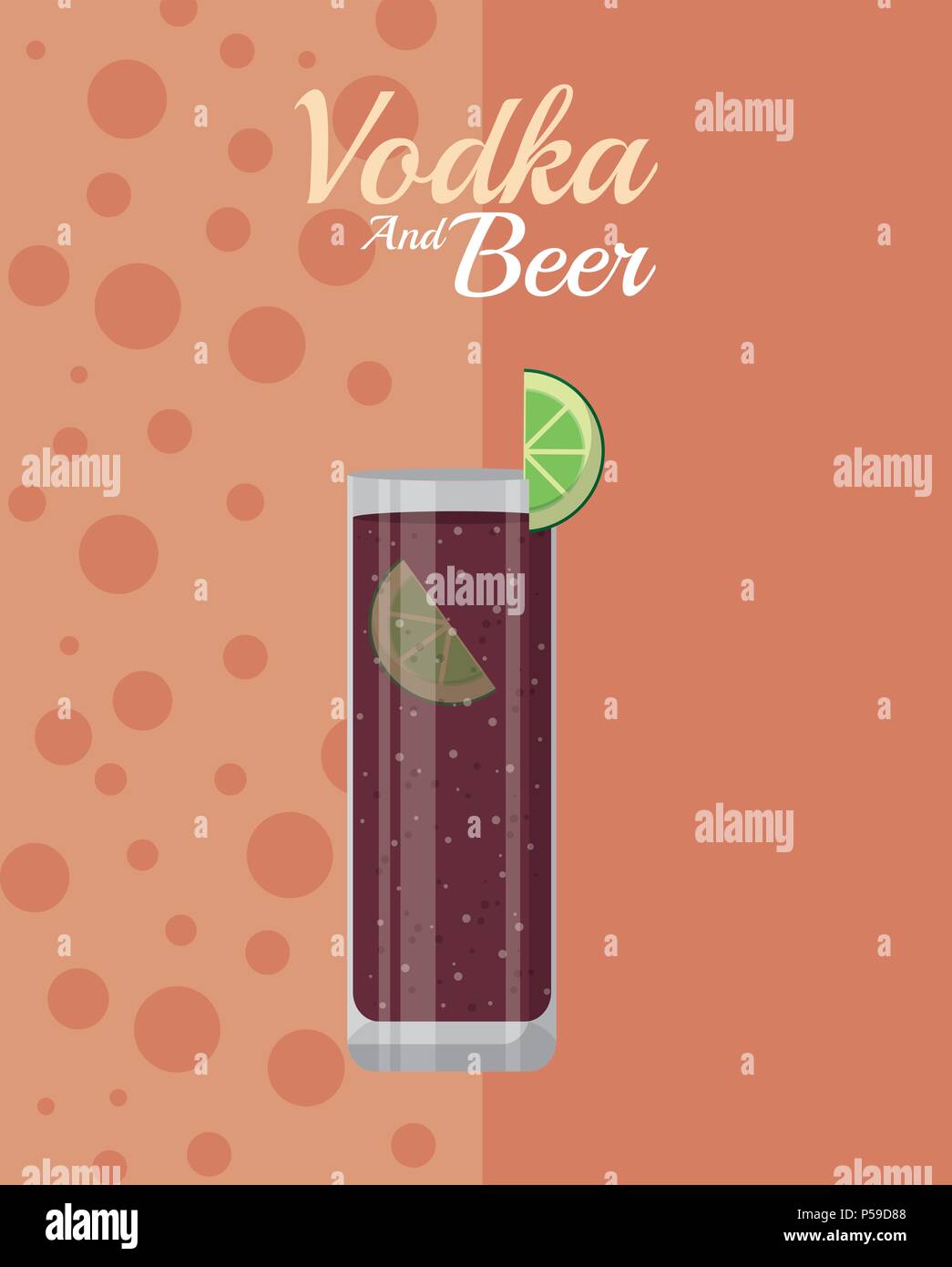 Vodka cocktail with soda and lemons vector illustration graphic design ...