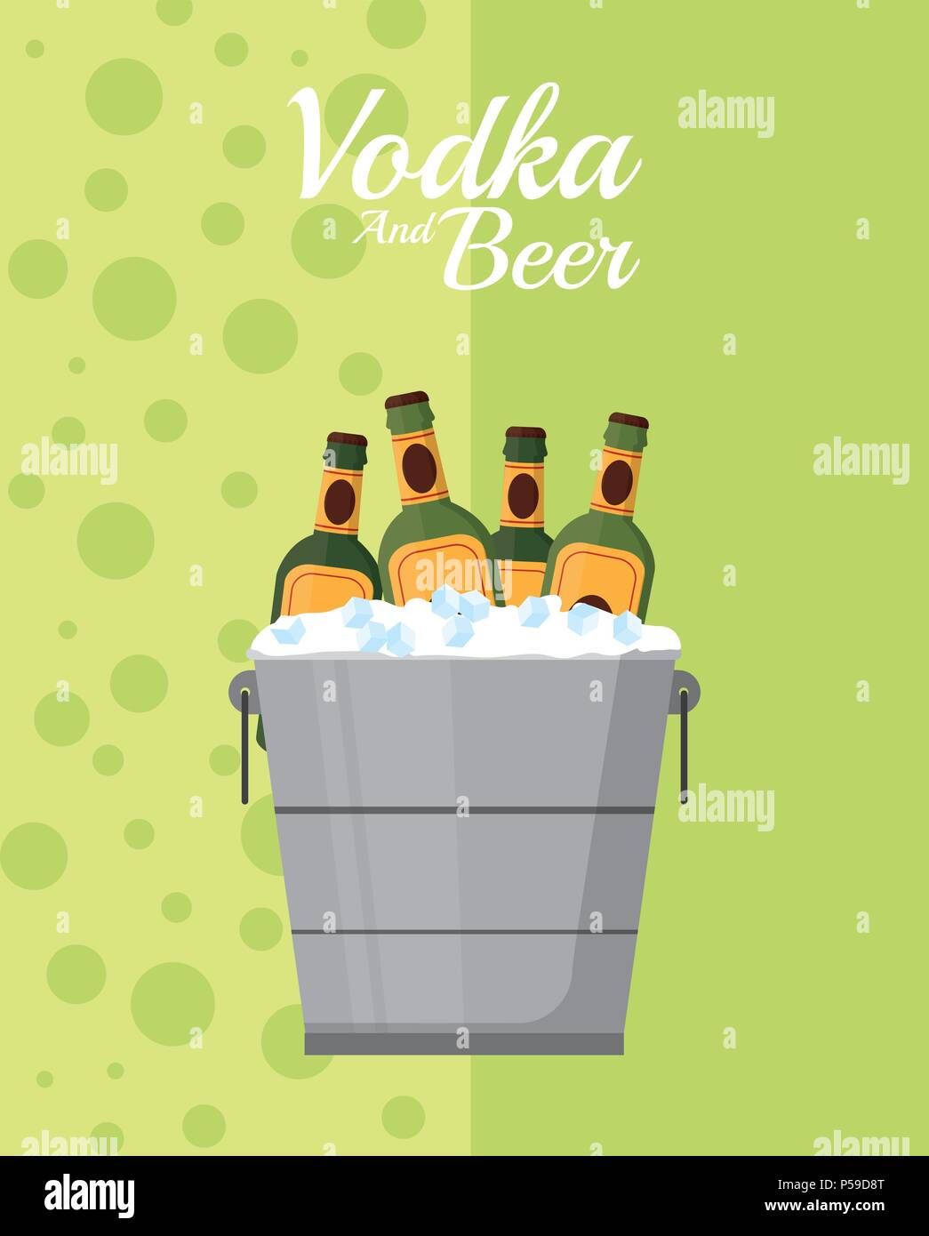 Beers bottles in ice bucket vector illustration graphic design Stock ...