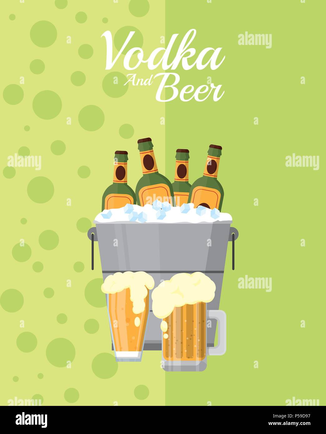 Beer bottles inside ice bucket vector illustration graphic design Stock ...