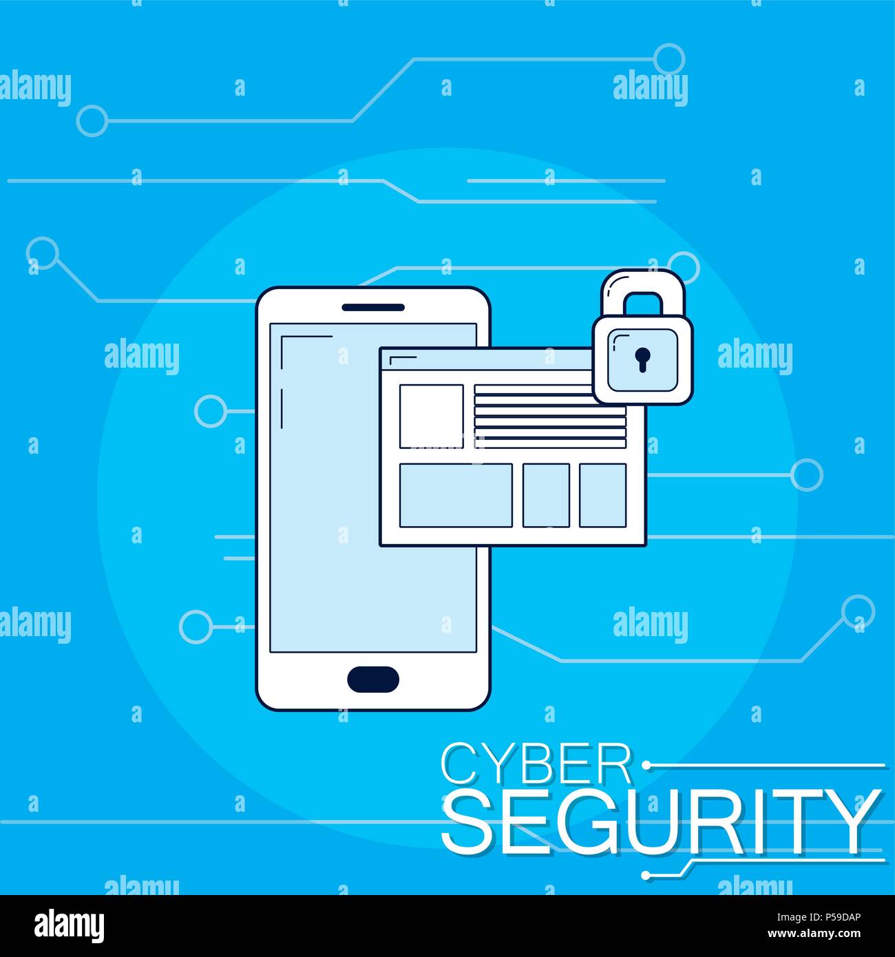 Smartphone with secure browser vector illustration graphic design Stock ...