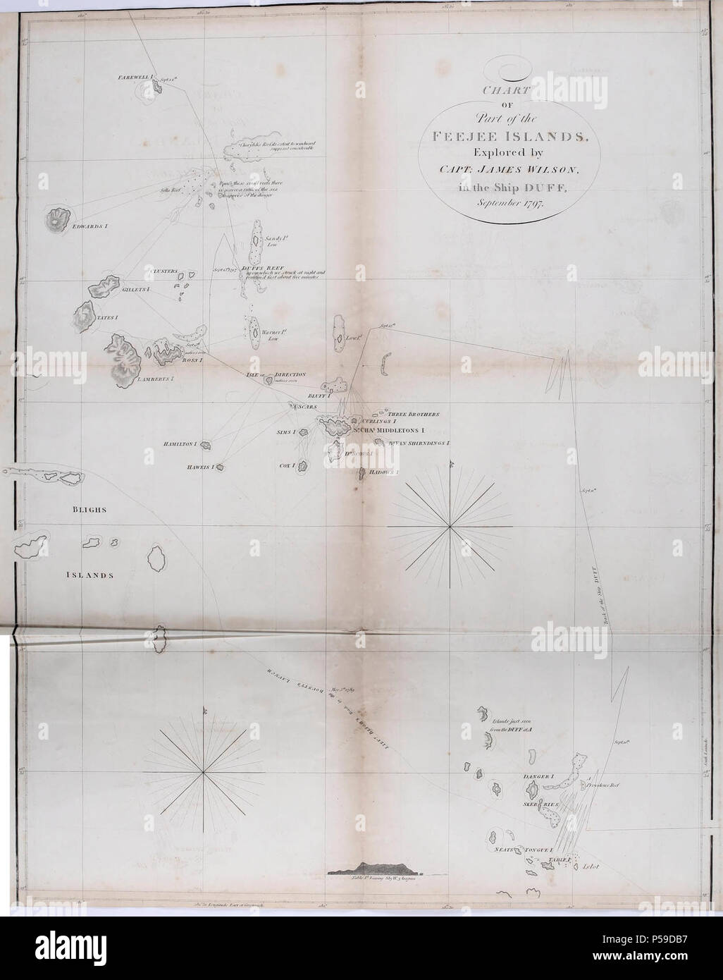 1797 map of Fiji by James Wilson explorer Stock Photo - Alamy