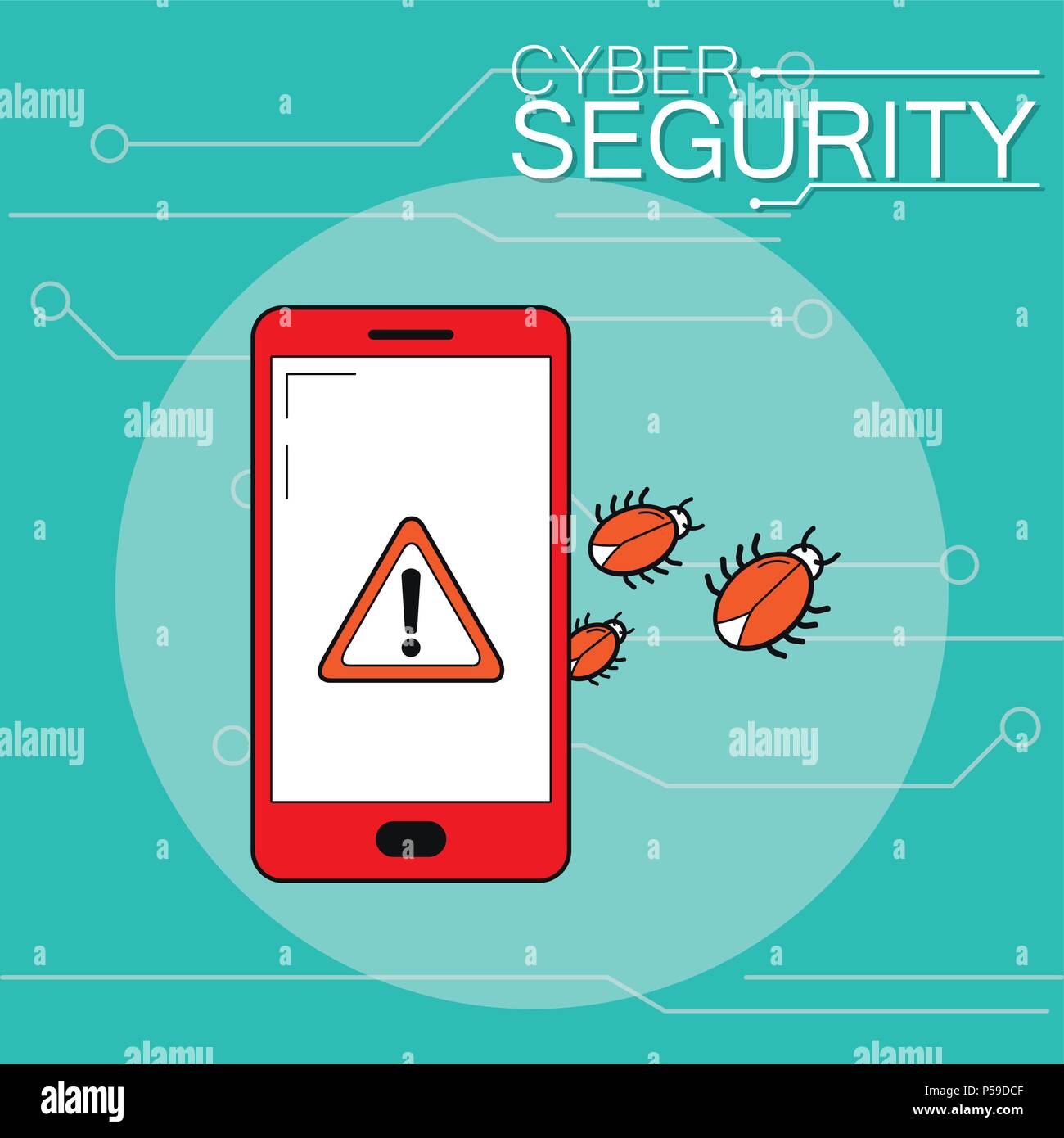 Smartphone with bugs virus vector illustration graphic design Stock ...