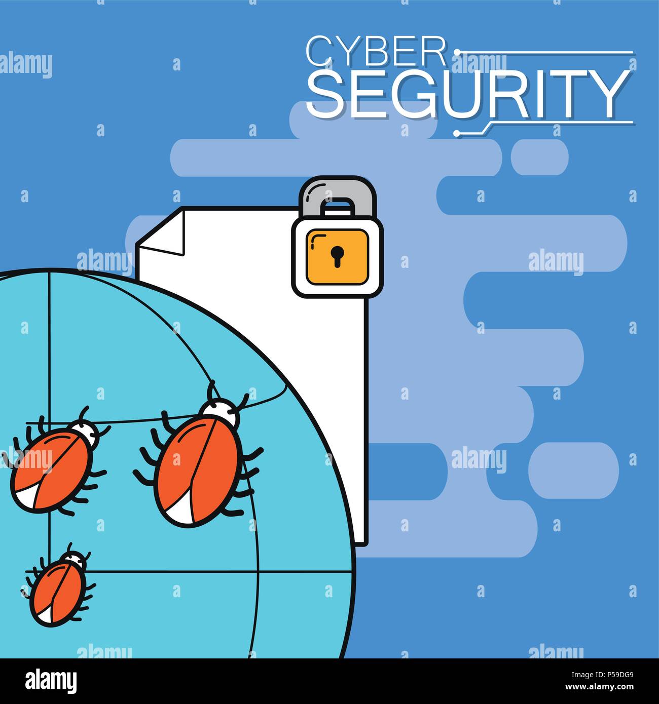 Global sphere with bugs and document vector illustration graphic design ...