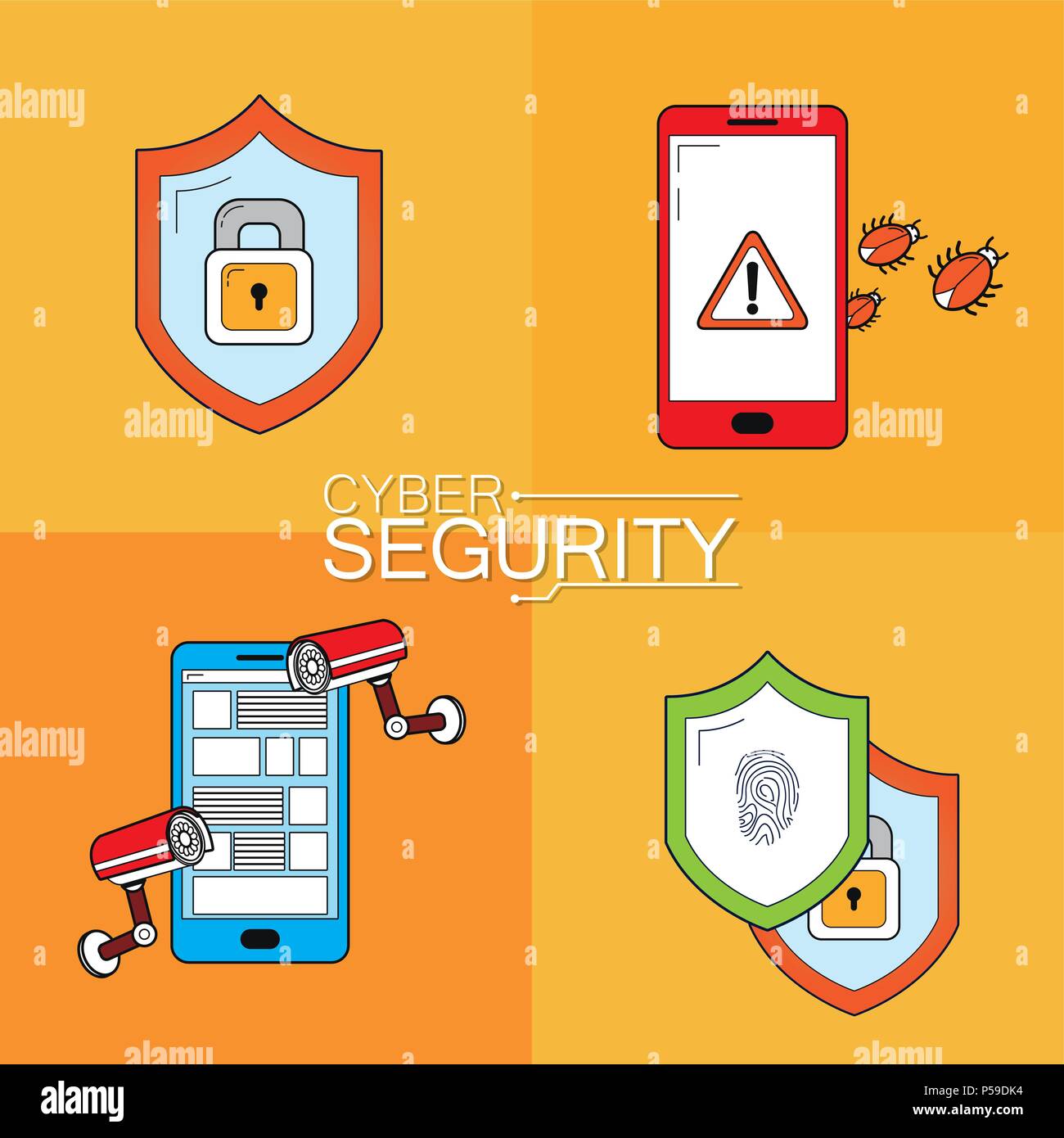 Set of Cyber security icons vector illustration graphic design Stock ...